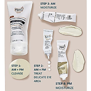 RoC Retinol Correxion Deep Wrinkle Serum Facial Cleanser with Niacinamide for Anti-Aging and Fine Lines, Long-Wear Makeup Remover, Fragrance Free Skin Care, Opthalmologist Tested, 6.0 fl oz