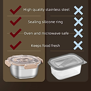 CHENMUYI Stainless Steel Food Containers with Lids Stainless Steel Lunch Bento Box Kitchen Snack Storage Containers Reusable&Stackable Metal Container for Home, Travel, Work, Party, Leftovers (white)