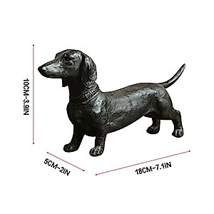 ZARUP Dachshund Statue Garden Decor, Standing Dachshund Dog Decoration Antique Style Resin Crafts Dog Lover Gift for Garden Patio Lawn Courtyard Home Desktop Decoration, Black, 7.1x3.9x2in