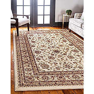 Unique Loom Voyage Collection Traditional Oriental Classic Rug_AGR004, 10 ft x 14 ft, Ivory/Gold