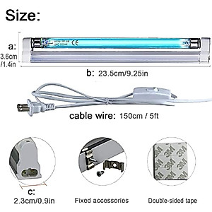 COOSPIDER U/V/C Light Lamp 185nm with 253.7nm Bulb 5ft Cord and Plug 110V (6W Ozone Lamp)