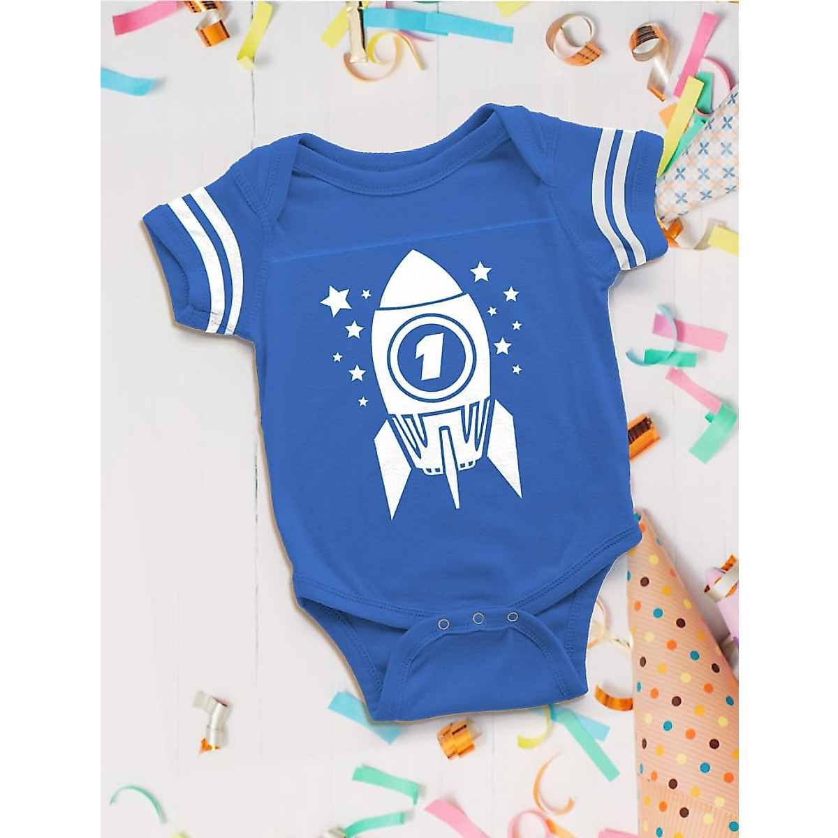 1st Birthday Outfit Space Rocket One Year Old Gift Cute Baby Bodysuit 18M Blue
