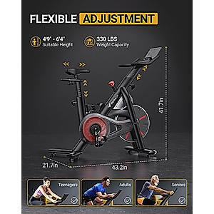MERACH Exercise Bike, Bluetooth Stationary Bike for Home with Exclusive APP, Indoor Cycling Bike with Magnetic Resistance, 330lbs Weight Capacity, iPad Holder