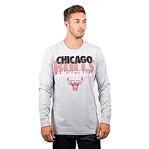 Ultra Game NBA Chicago Bulls Mens Supreme Long Sleeve Pullover Tee Shirt, Heather Gray, Large