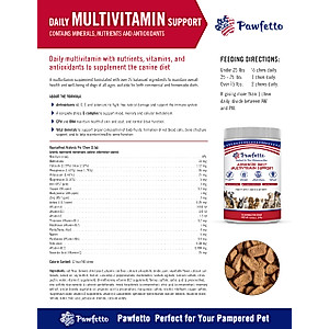 Pawfetto Advanced Daily Multivitamin Support for Dogs, Multi-Vitamin and Mineral Supplement with Essential Fatty Acids and Antioxidants, Vegetable Flavour, Perfect For Your Pampered Pet (60 Dog Chews)