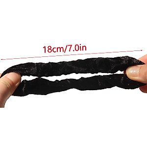 Pack of 10 Small Velvet Scrunchies for Women Hair Accessories, Mini Thin Elastic Hair Ties (Black)