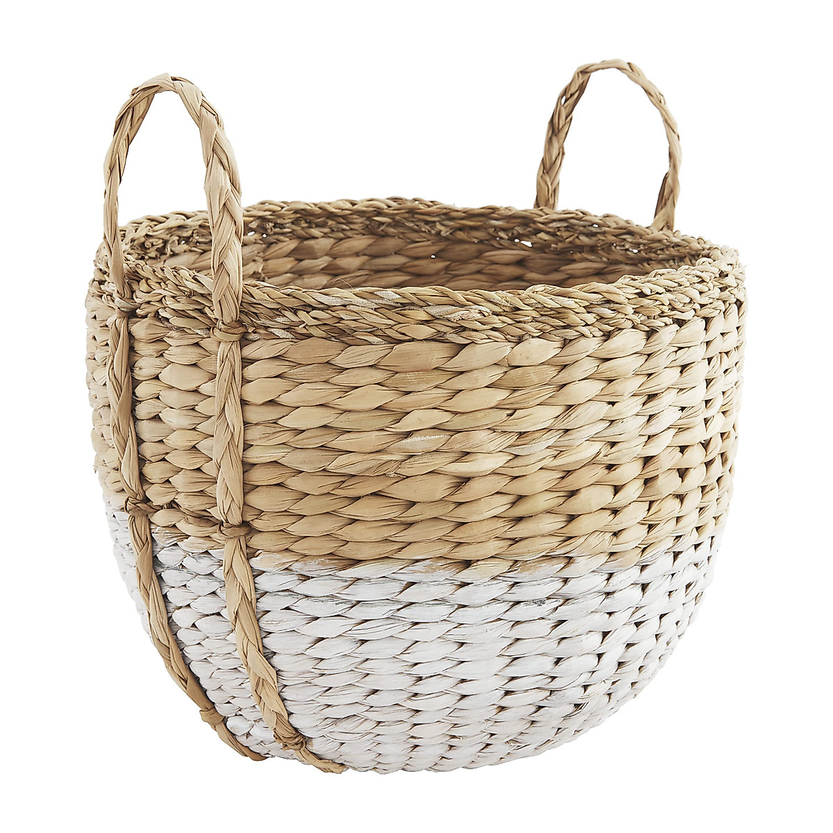 Mud Pie Seagrass Basket Set, White, 13 1/2" x 13" dia
