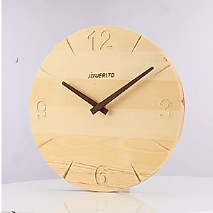 JIYUERLTD Modern Solid Wood Clock - 12“ Silent Wall Clock,Decorative Clock for Bedroom, Living Room, Kitchen, Office and Hotel