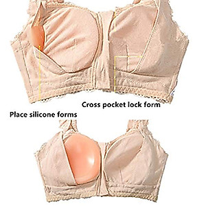 KAHIOE Pocket Bra with Lighe Silicone Breast Fake Froms Mastectomy Bra Cancer Fill Artificial Boobs Black