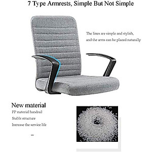 KXDFDC Home Office Chair, Gray Office Chair, Comfortable Upholstered Computer Chair, Adjustable Height Swivel Chair, Home Office Furniture