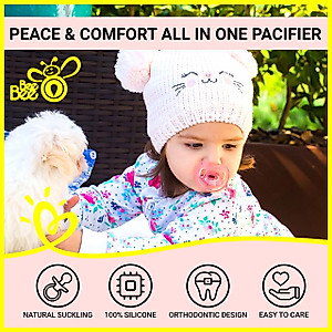BeeBee 2 Soft Silicone Infant Pacifiers, BPA-Free, Lightweight & Orthodontic, Newborn Soothie Pacifier, Natural Suckling, indicated 6-12 Months (Blue)