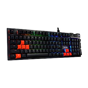 XPG Summoner Mechanical RGB Gaming Keyboard: Cherry MX Silver Ultra-Quick Linear Switches - Sandblasted Aluminum Frame - USB Passthrough - Mechanical Scroll Wheel - Included Wrist Rest - Black