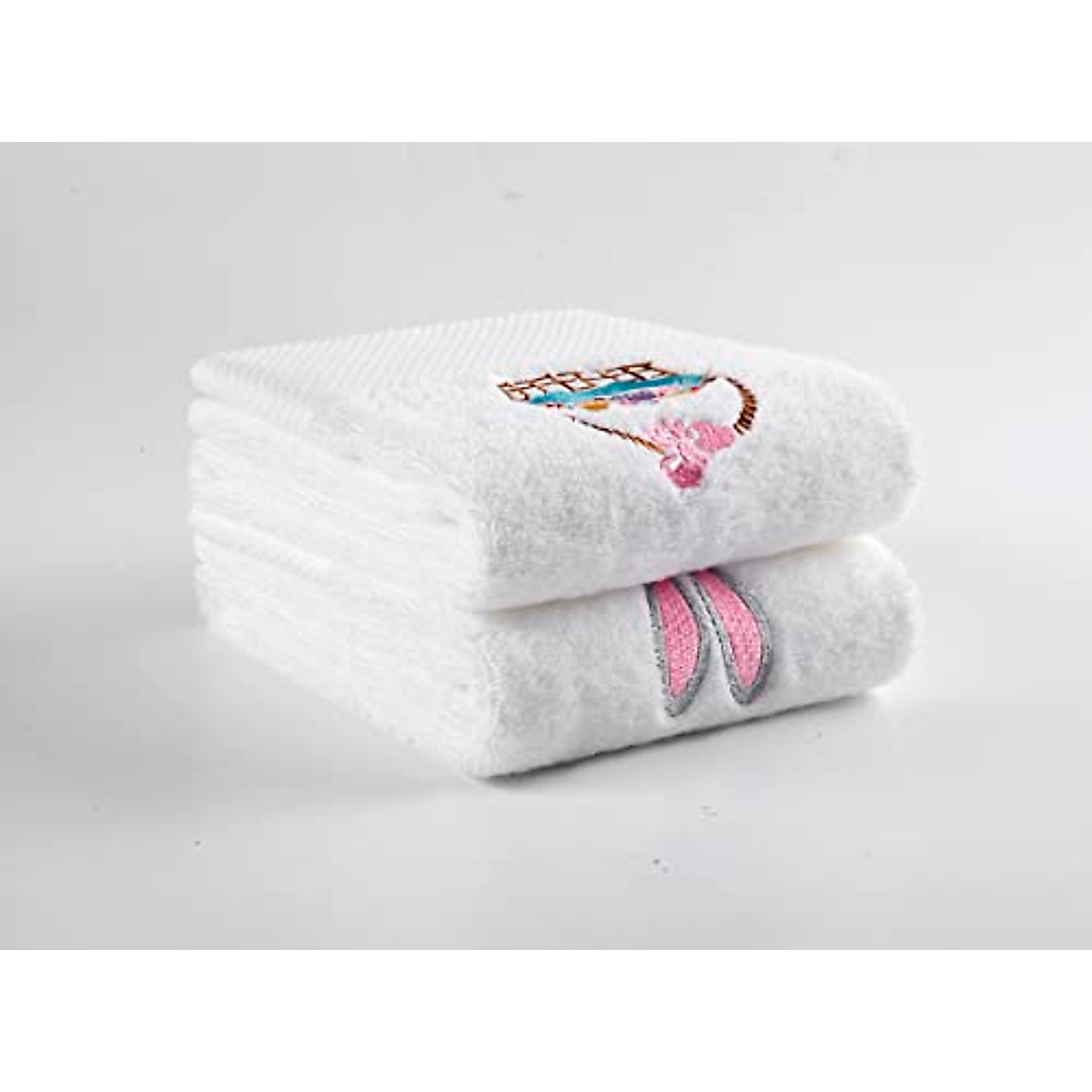 GreenPine 2 Pack Easter Hand Towels White Towels 100% Cotton Embroidered Premium Luxury Decor Bathroom Decorative Dish Towels Set for Drying, Cleaning, Cooking, Holiday Towels Gift Set 14 "X 29"