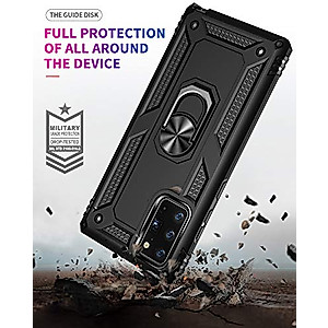 Samsung Galaxy Note 20 Case, Note20 5G Case with HD Screen Protectors, Androgate Military-Grade Metal Ring Holder Kickstand 15ft Drop Tested Shockproof Cover Case for Samsung Galaxy Note 20 Black