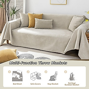 STACYPIK Waterproof Beige Sofa Cushion Covers Dog Couch Cover for 3-4 Cushion Couch Water Resistant Slipcover Furniture Protector Non-Slip Pet Protector Cover Leak Proof Couch Cover-71X134IN