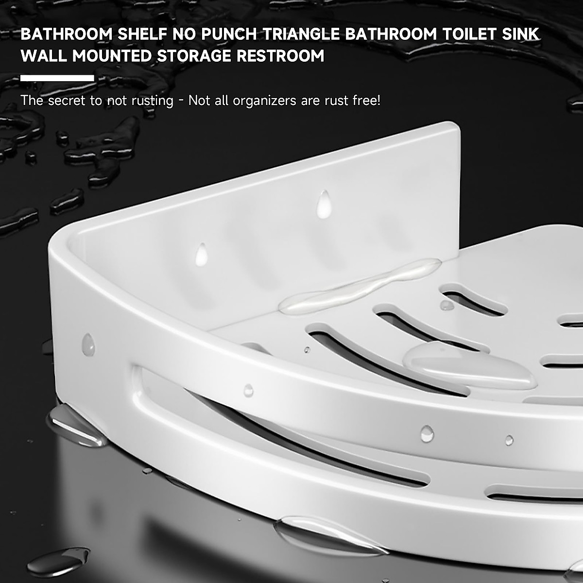 Shower Corner Shelf Caddy 2 Pack Shower Organizer Corner No Drilling Required, Aluminum Basket Shampoo Kitchen Organizer with 1 Towel Rack and 8 Hooks(White - Triangle Basket)