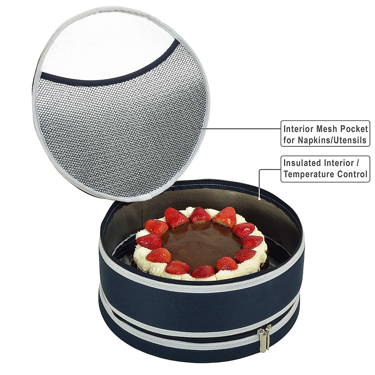 Picnic at Ascot Original Pie and Cake Carrier 12" Diameter- Designed & Quality Approved in the USA