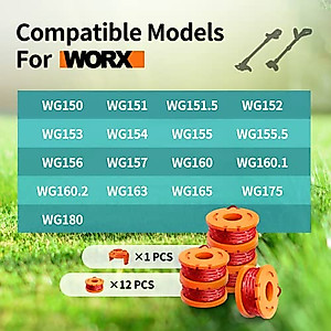 15 Pack Trimmer Spool Line for Worx,(WA0010)Replacement Trimmer Spool Line for Worx,Trimmer Line Refills 0.065 inch for Worx,Suitable for Worx String Trimmers(12 Pack Grass Trimmer Line,3 Trimmer Cap)
