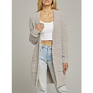 MEROKEETY Women's 2024 Winter Long Sleeve Soft Chunky Knit Sweater Open Front Cardigan Outwear Coat Off-White