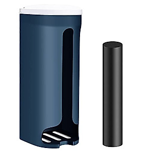 Grocery Plastic Bag Holder and Dispenser for Plastic Bags Wall Mount or Adhesive with 1 Roll Black Trash Bags Garbage Bags, Grocery Bag Holder Cabinet Bag Saver for Plastic Bags Kitchen (Blue)