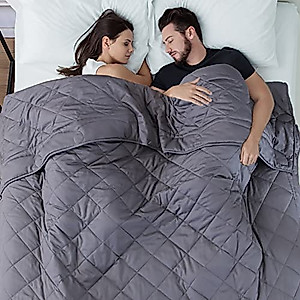 JOLLYVOGUE King Size Weighted Blanket 25 lbs-88''x104'' for Adult with Premium Fabric and Glass Beads, Dark Grey