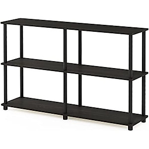 Furinno Turn-N-Tube 3-Tier Double Size Storage Display Rack, Espresso/Black & Turn-N-Tube 4-Tier Multipurpose Shelf Display Rack, Square Tube, Espresso/Black, Plastic Pole 2 x 2