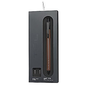 TUL® Fine Writing Solid Metal Barrel Retractable Gel Pen With 2 Refills, Medium Point, 0.7 mm, Rose Gold Barrel, Black/B