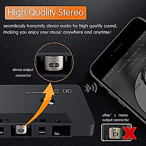 Arsvita Car Audio Bluetooth Cassette Receiver , Tape Player Bluetooth 5.0 Cassette Aux Adapter