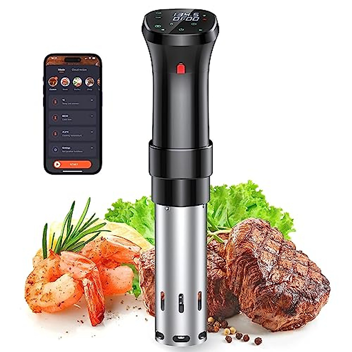 Sous Vide Machines,Joule Sous Vide Cooker 1100W, Wifi Connect App Control with Recipe Ultra-quiet Fast-Heating Immersion Circulator Temperature and Time Digital Display