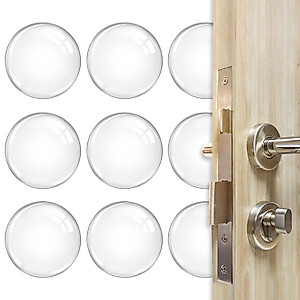 9PCS Door Stoppers Wall Protector, 2 Inch Round Clear Door Stops, Strong Self Adhesive Door Bumper Wall Guard, Washable and Reusable Stick on Door Stopper Silicone Wall Door Protector from Door Knob