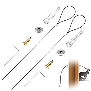 MARRTEUM Gate Latch Cable Pulls Kit, Black Spring Loaded Adjustable Gate Latch Cable Pull Gate Opener for Metal Wooden Fences Garden Backyard Door Fence Gate Opener (2 Sets)