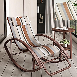 Rocking Chair With Padded Cushion, Outdoor Widened Rocker Oversized Rocker With Steel Frame, Portable Comfy Camping Chairs For Patio, Backyard, Balcony, Porch, 150KG Weight Capacity ( Color : A )