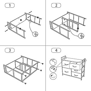 AZL1 Life Concept Wide Dresser Storage Tower with Sturdy Steel Frame, Wood Top, 5 Drawers of Easy-Pull Fabric Bins, Organizer Unit, Dark Grey 3-5