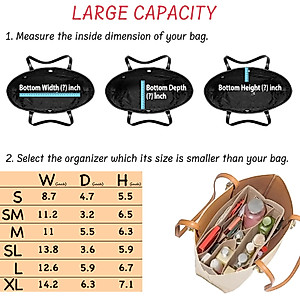 DailyPlus Purse Organizer Insert - Felt Bag Organizer for Tote Purse Bag with 14 Pockets - Beige Medium
