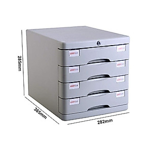 LEYT Flat File Cabinet, 4-Layer Drawer Storage Organization, with Lock/Blank Label，Suitable for Office Supplies Grey