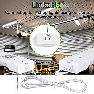 hykolity 4 Pack 4FT LED Shop Light, Linkable Utility Shop Lights, 42W, 5000K Daylight White Shop Light for Garages, Workshops,Hanging or FlushMount, Power Cord with Pull Chain Switch, ETL