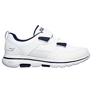 Skechers Men's Gowalk-Athletic Hook and Loop Walking Shoes | Two Strap Sneakers | Air-Cooled Foam, White/Navy, 13