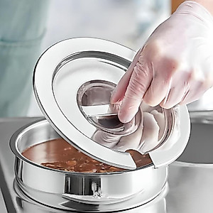 OCS Parts 4 Quart Stainless Steel Inset Pot with Cover and Ladle | Stainless Steel Pot with Lid and Ladle for Sauces, Soups, Stovetop, Soup Warmers, Steam Tables