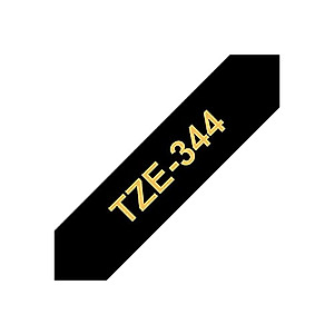 Brother Tze344 Tze Standard Adhesive Laminated Labeling Tape, 3/4-Inch W, Gold On Black