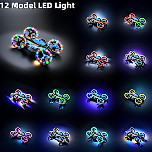 Drones for Kids - Toys for Boys Girls Perfect Christmas and Birthday Gifts - Dual Mode for Land and Fly Match LED Flash Lights wheels with 12 Scene Modes (Reef Blue)