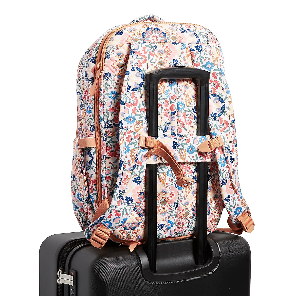 Vera Bradley Women's Cotton Large Travel Backpack Travel Bag, Enchanted Mandala - Recycled Cotton, One Size