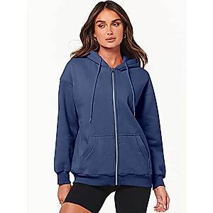 ANRABESS Oversized Hoodies for Women Long Sleeve Hooded Sweater Fall Jacket Fleece Sweatshirt Casual Comfy 2023 Trendy Y2K Clothes Teen Girls A989dianlan-M Navy Blue