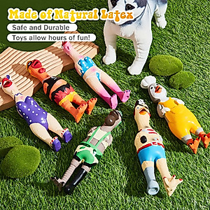 Silipull 6 Pcs Dog Latex Squeaky Toys Chicken Interactive Dog Toy Charming PET Squawkers Earl Captain Jack Durable Latex Chicken Dog Toy Soft Rubber Chew Molar Dog Toys for Small Medium Large Dogs