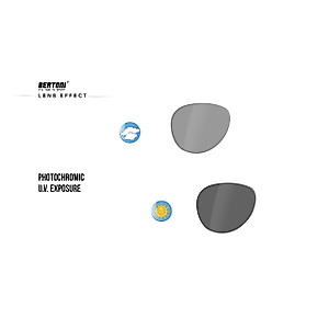 Bertoni Glacier Polarized Sunglasses for Mountain Hiking Trekking Ski mod Cortina Italy Shiny Black (Photochromic Polarized)