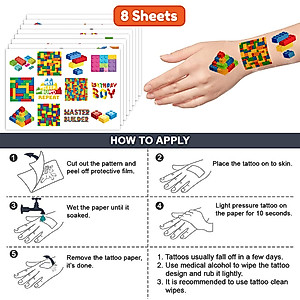 96PCS Building Block Temporary Tattoos Birthday Party Supplies Decorations Tattoos Stickers Super Cute Party Favors Kids Girls Boys Gifts Classroom School Prizes Rewards Themed