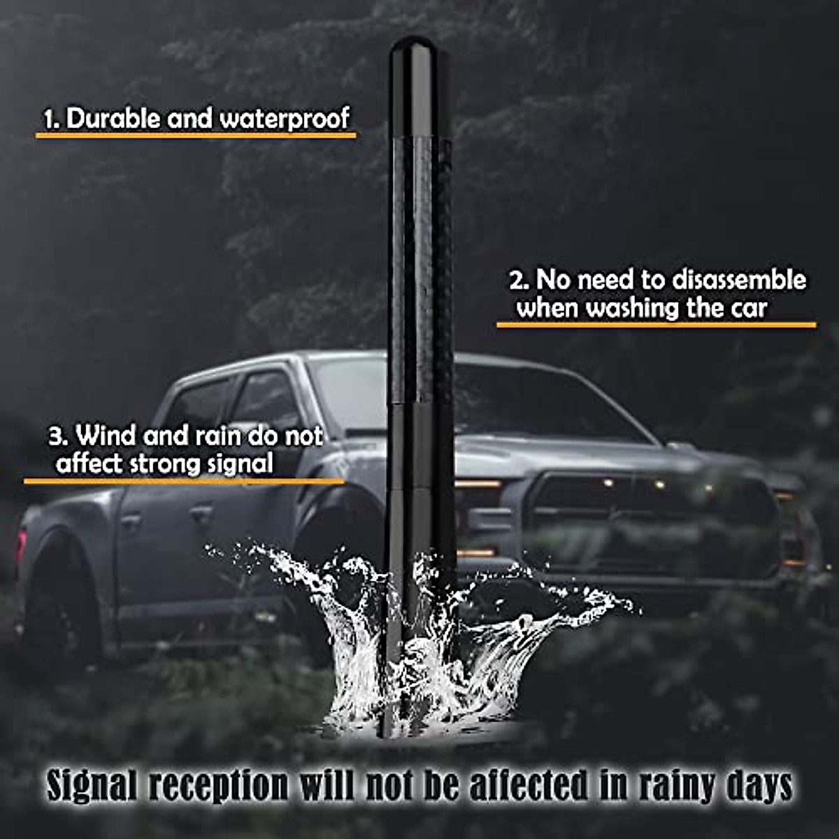 Antenna for Truck,Carbon Fiber Polished Finish Car Radio Antenna 4.72 Inch Antenna Toppers AM/FM Radio,Compatible for Car and Truck Vehicle Replacement Antenna Accessories (Double Blade Skull)