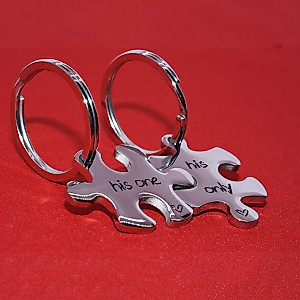 omodofo Puzzle Piece Keychains Set of 2 Gay Boyfriend Couples Jewelry LGBT Lesbian Girlfriend Valentines Day Wedding Gifts (His One & His Only (Keychain))