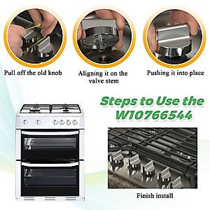 Techecook Upgraded W10766544 Gas Stove Knobs Replacement for WFG540H0ES0 WFG540H0ES1 Whirlpool Gas Range Knobs, Replace W10430807 W10676228 AP5958476 4248219 EAP10067059 PS10067059 (5PACKS)