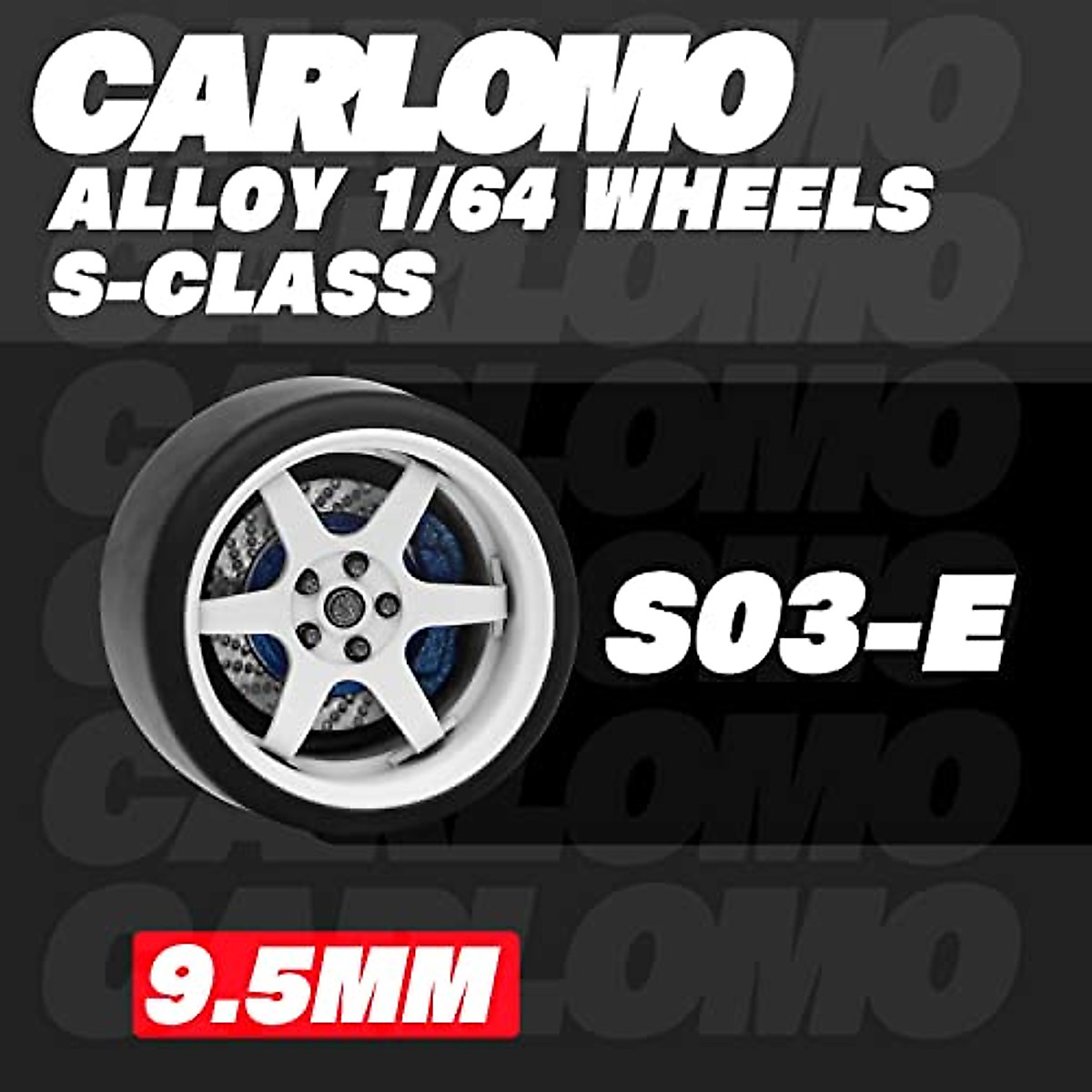Carlomo 1/64 Scale Mini Alloy Wheels Tires with Axles S-Class Detail Up Kits for Professional Modified Diecast Model Vehicle Kit (S03-E)