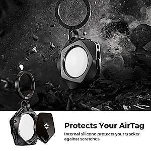 PITAKA AirTag Holder with Key Ring, Easy Carrying AirTag KeyChain with Compact Multi Tools, [PitaTag for Multi-tool] Stainless Steel & Silicone Made